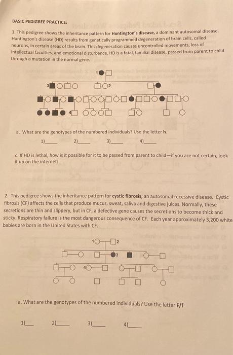 Solved BASIC PEDIGREE PRACTICE: 1. This pedigree shows the | Chegg.com