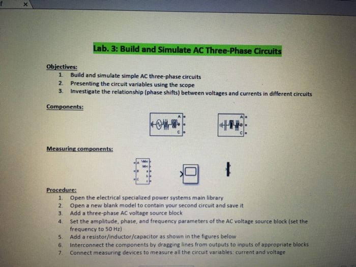 Solved Lab 3 Build And Simulate Ac Three Phase Circuits