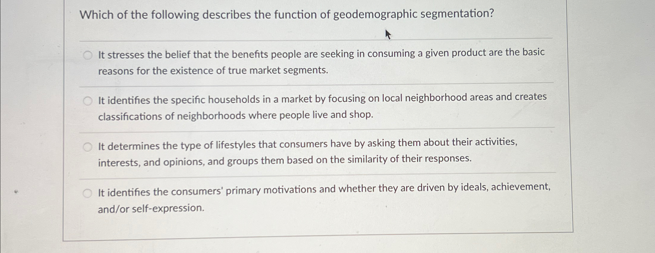 Solved Which of the following describes the function of | Chegg.com