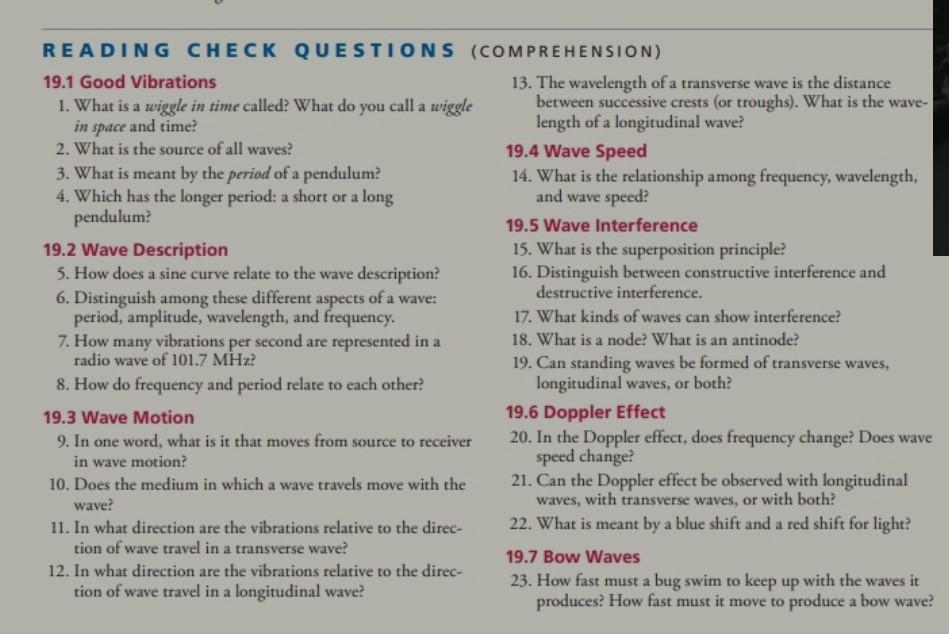 Solved READING CHECK QUESTIONS (COMPREHENSION) 19.1 Good | Chegg.com