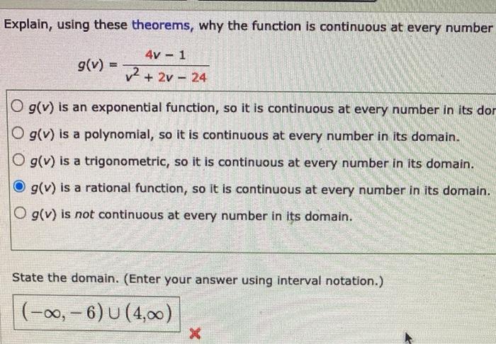 Solved Explain, using these theorems, why the function is | Chegg.com