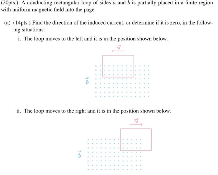 Solved (20pts.) A conducting rectangular loop of sides \\( a | Chegg.com