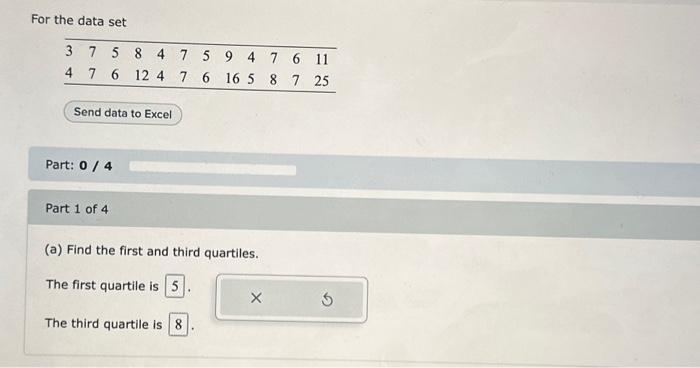 Solved For the data set Part: 0/4 Part 1 of 4 (a) Find the | Chegg.com