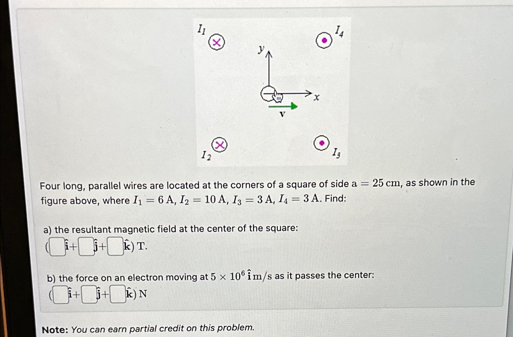 Solved Four long, parallel wires are located at the corners | Chegg.com