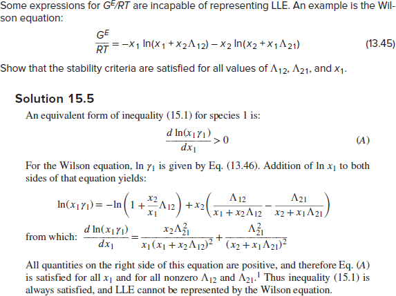It is demonstrated in Ex. 15.5 that the Wilson equation... | Chegg.com