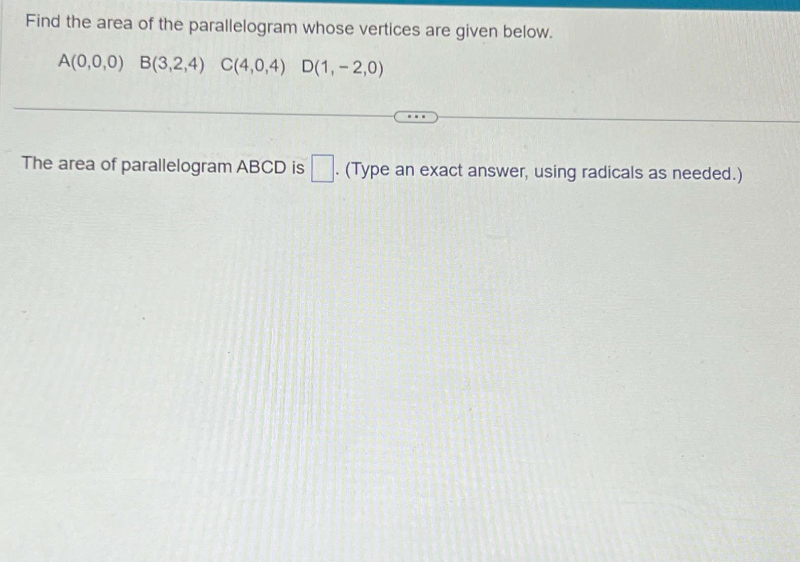 Solved Find the area of the parallelogram whose vertices are | Chegg.com