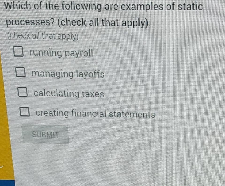 Solved Which of the following are examples of static | Chegg.com