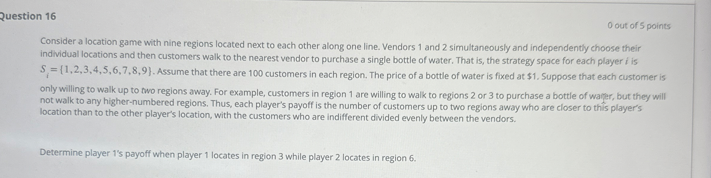 Solved Question 160 ﻿out of 5 ﻿pointsConsider a location | Chegg.com