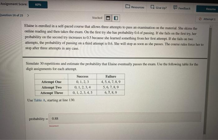 Solved Assignment Score: 60% Resources Ex Give Up? Feedback | Chegg.com