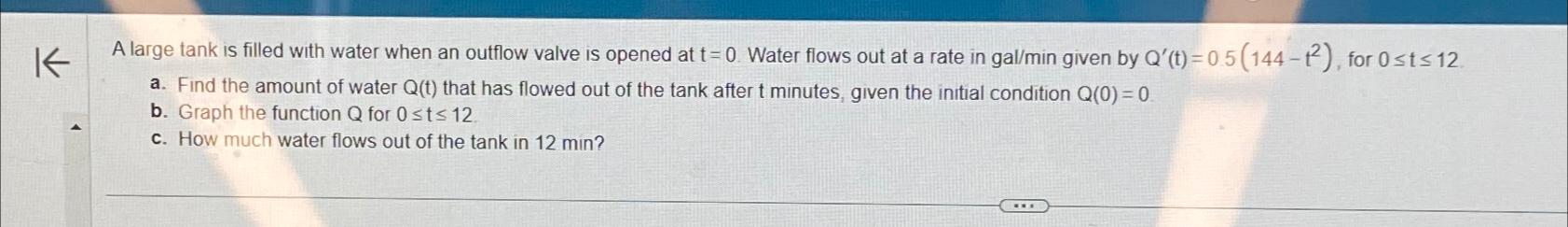 Solved A large tank is filled with water when an outflow | Chegg.com
