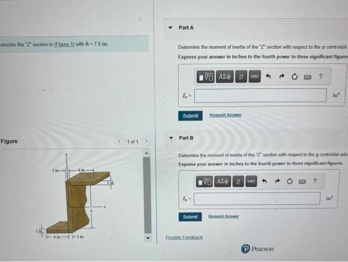 Solved onsider the "2 section in (Figure 1) with h=7.5 in. | Chegg.com