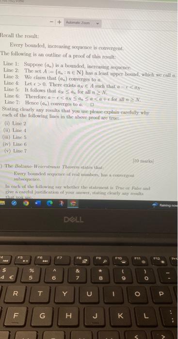 Solved Rocall the result: Every bounded, increasing sequence | Chegg.com
