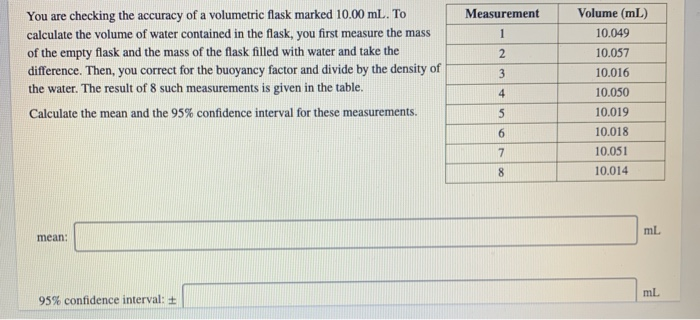 Solved Measurement 1 2 You are checking the accuracy of a | Chegg.com