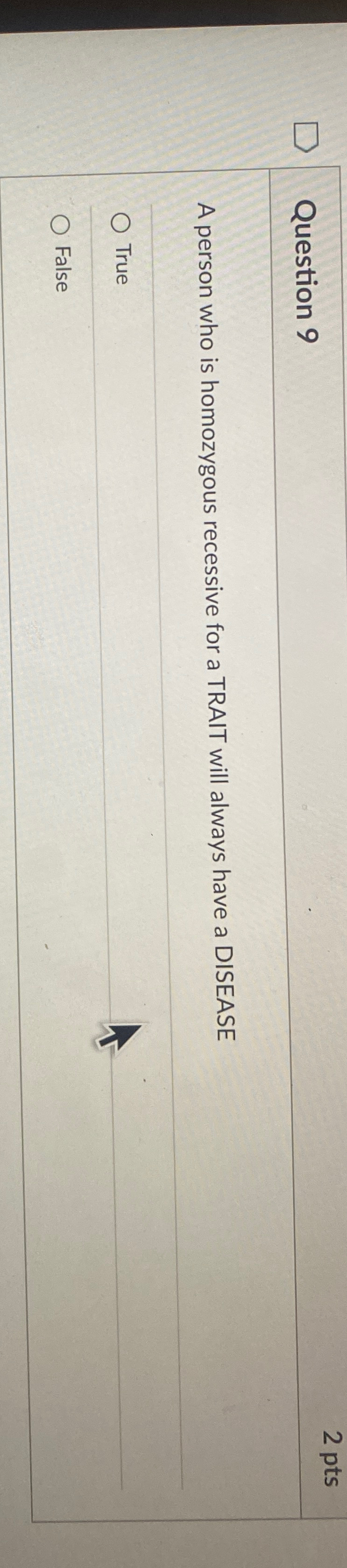 Solved Question 92 ﻿ptsA person who is homozygous recessive | Chegg.com