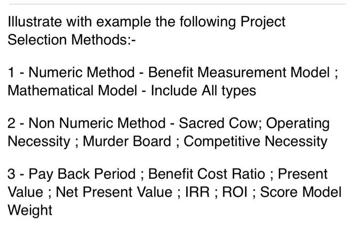 Solved Illustrate with example the following Project | Chegg.com