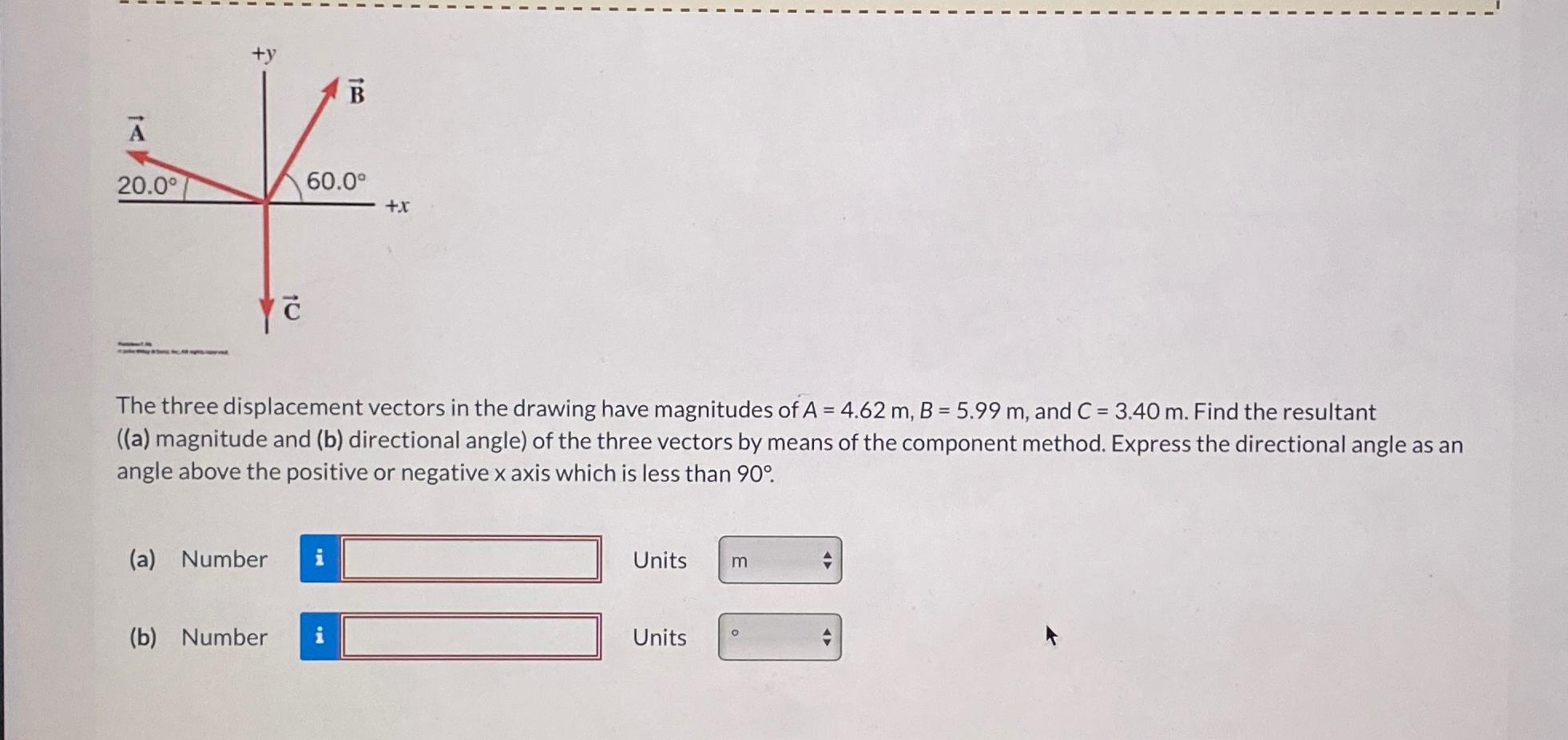 Solved The three displacement vectors in the drawing have | Chegg.com