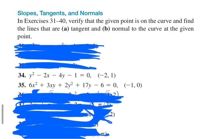 Solved Slopes, Tangents, and Normals In Exercises 31-40, | Chegg.com