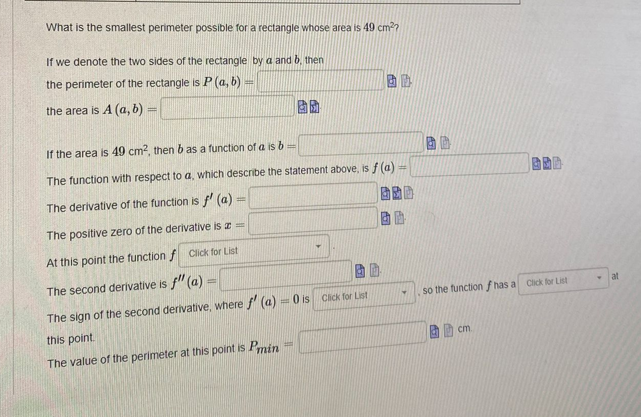 What is the smallest perimeter possible for a | Chegg.com