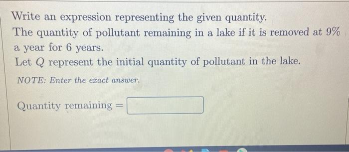 Solved Write an expression representing the given quantity. | Chegg.com