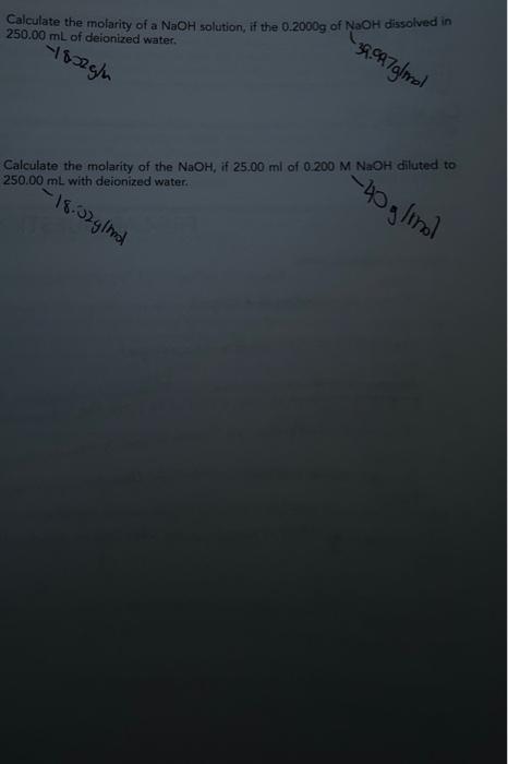Solved Calculate the molarity of a NaOH solution, if the | Chegg.com