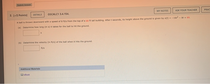 Solved PRAC 2. (-/2 Points) DETAILS OSCALCI 3.4.154 MY NOTES | Chegg.com Solved PRAC 2. (-/2 Points) DETAILS OSCALCI 3.4.154 MY NOTES | Chegg.com