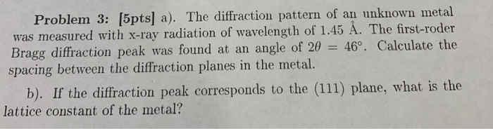 Solved Problem 3: [5pts) a). The diffraction pattern of an | Chegg.com