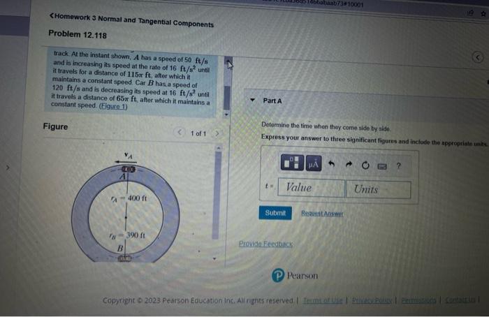 Solved track: Al the instant shown, A has a speed of 50ft/s | Chegg.com