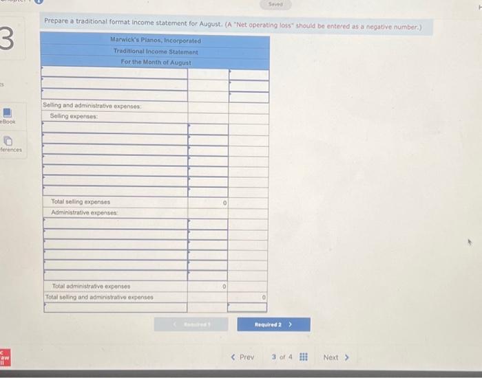 Prepare a traditional format income statement for | Chegg.com