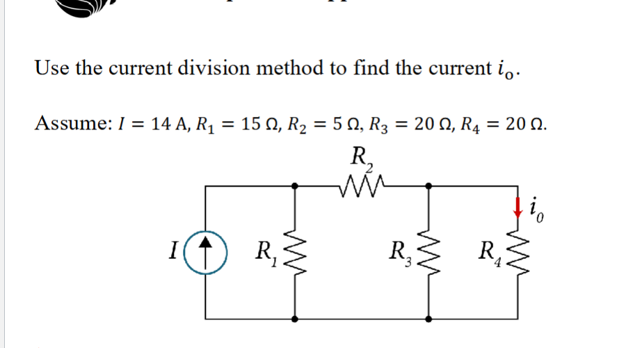 Solved Use the current division method to ﻿find the current | Chegg.com