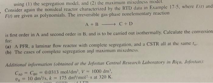 Solved using (1) the segregation model, and (2) the maximum | Chegg.com