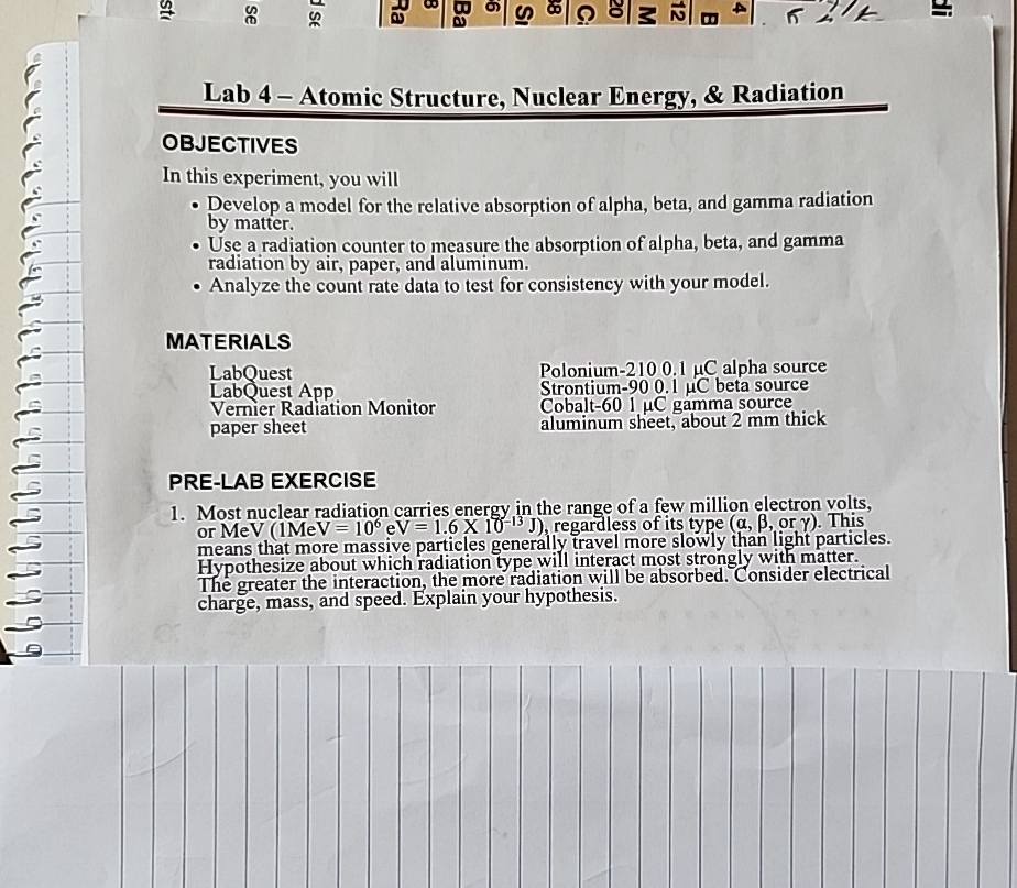 Solved Lab 4 - ﻿Atomic Structure, Nuclear Energy, & | Chegg.com