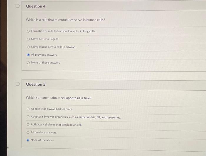 Solved Question 4 Which is a role that microtubules serve in | Chegg.com