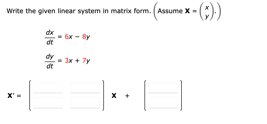 Solved Write the given linear system in ﻿matrix form. | Chegg.com