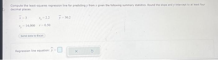 Solved Compute the least-squares regression line for | Chegg.com