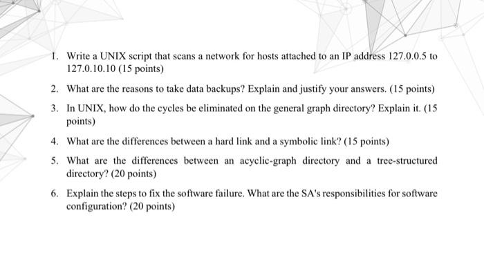 Solved 1 Write A Unix Script That Scans A Network For Hosts