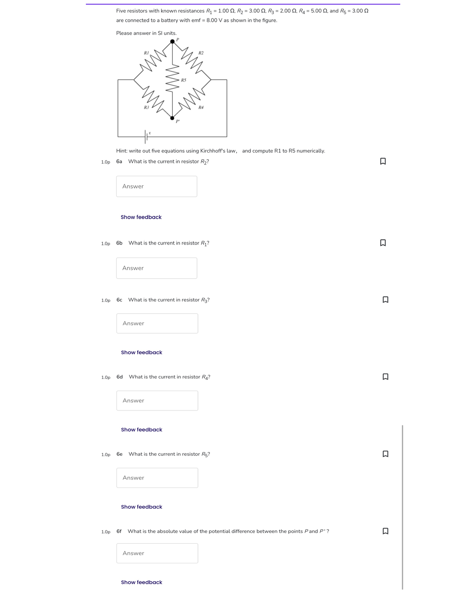 Solved Five resistors with known resistances | Chegg.com