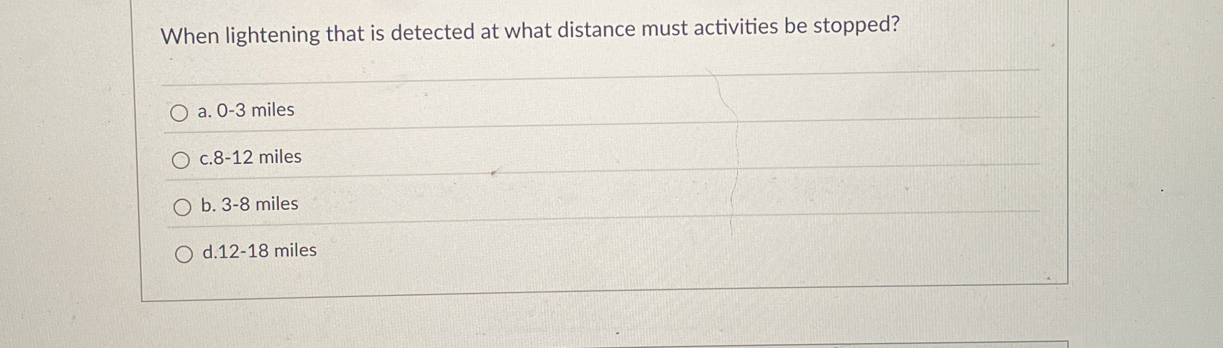 Solved When lightening that is detected at what distance | Chegg.com