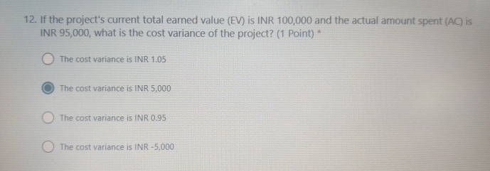 Solved If the project's current total earned value ( EV ) | Chegg.com