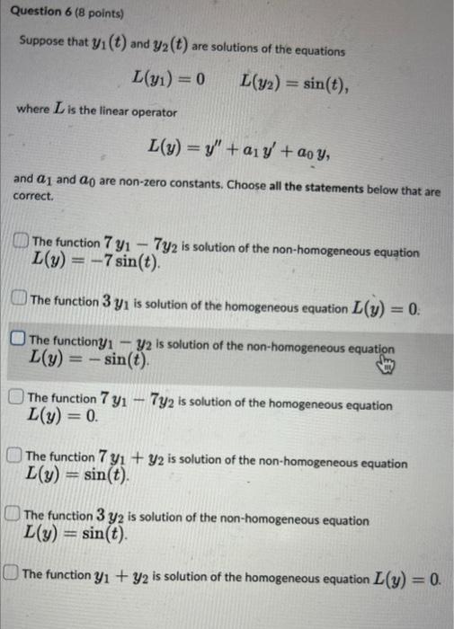 Solved Suppose that y1(t) and y2(t) are solutions of the | Chegg.com