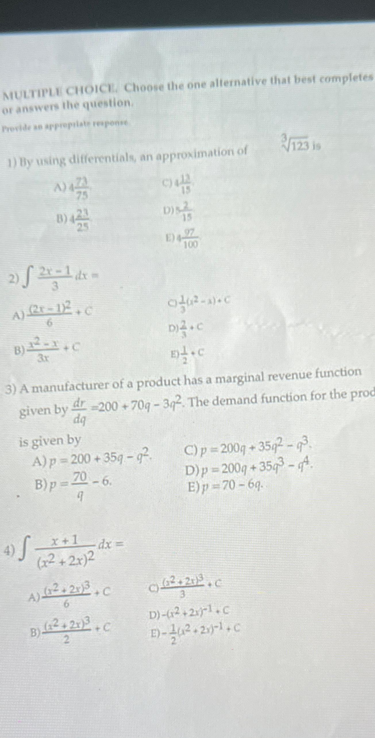 Solved By using differentials, an approximation of 1233 | Chegg.com