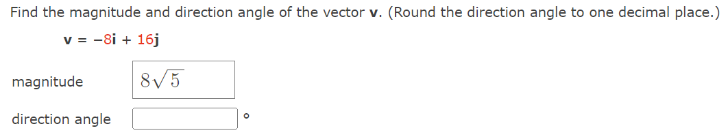 Solved Find the magnitude and direction angle of the vector | Chegg.com
