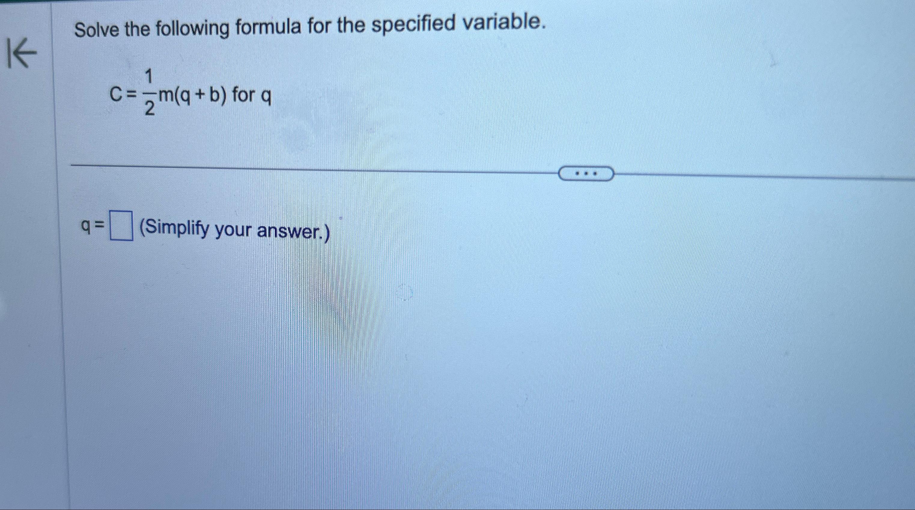 Solved Solve the following formula for the specified | Chegg.com