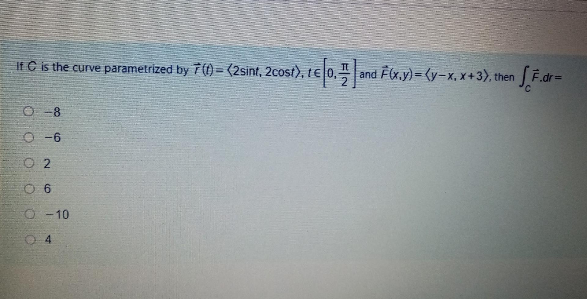 Solved If C is the curve parametrized by T (n=2sint, 2cost), | Chegg.com