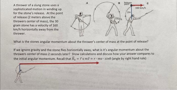 Solved A thrower of a slung stone uses a sophisticated | Chegg.com