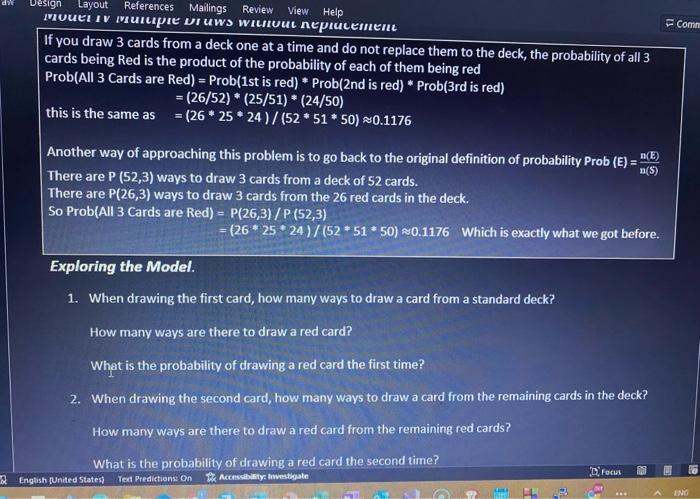 Solved What is the probability of drawing a red card the | Chegg.com