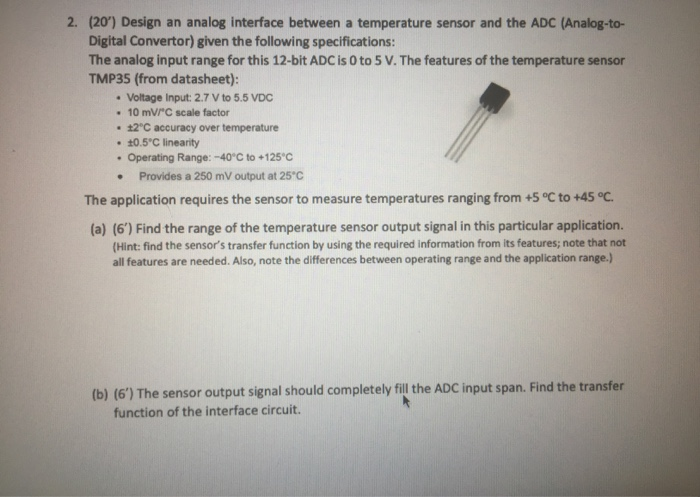 Solved . 2. (20) Design an analog interface between a | Chegg.com