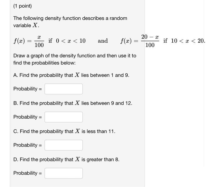 Solved The following density function describes a random | Chegg.com