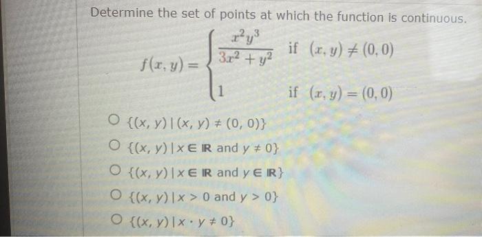 Solved Determine the set of points at which the function is | Chegg.com