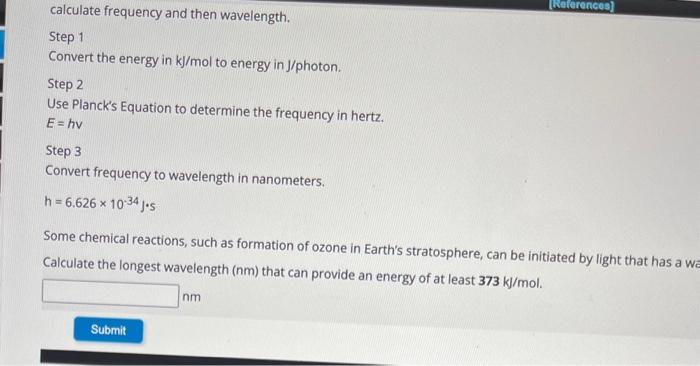 Solved Step 1 Convert the energy in kJ/mol to energy in J/ | Chegg.com