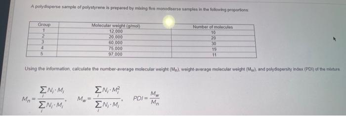 Solved A polydisperse sample of polystyrene is prepared by | Chegg.com